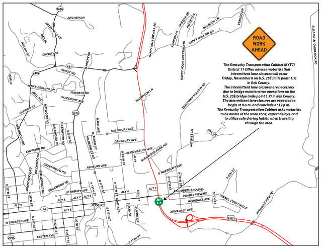 Intermittent lane closures to occur in Bell Co. Friday | Harlan Enterprise